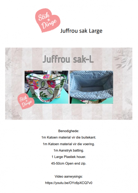Juffrou sak / Teachers bag – Large pdf patroon met foto aanwysings. Afr ...